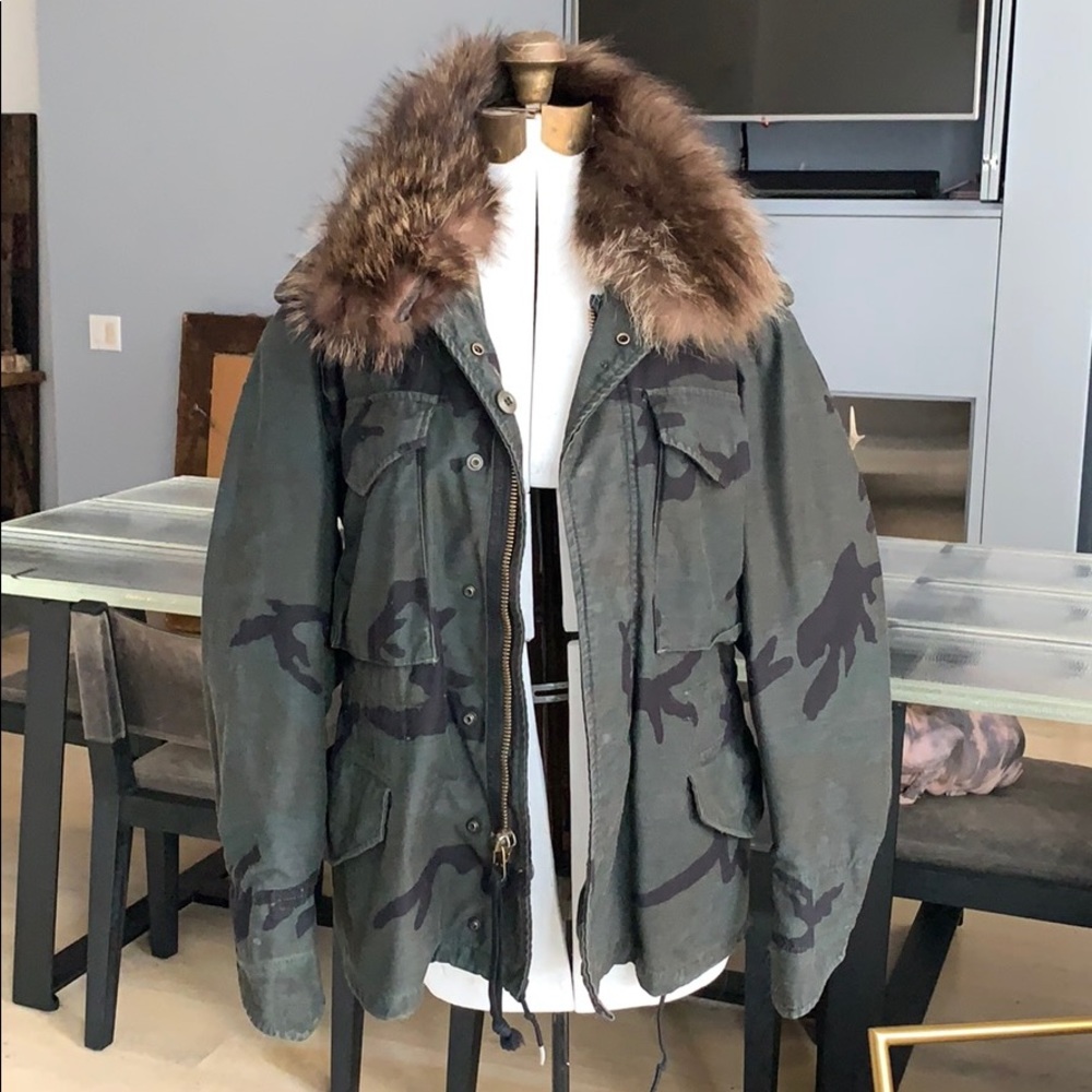 Rare Reformation Castro Camo Cargo Army Jacket Xs - Gem